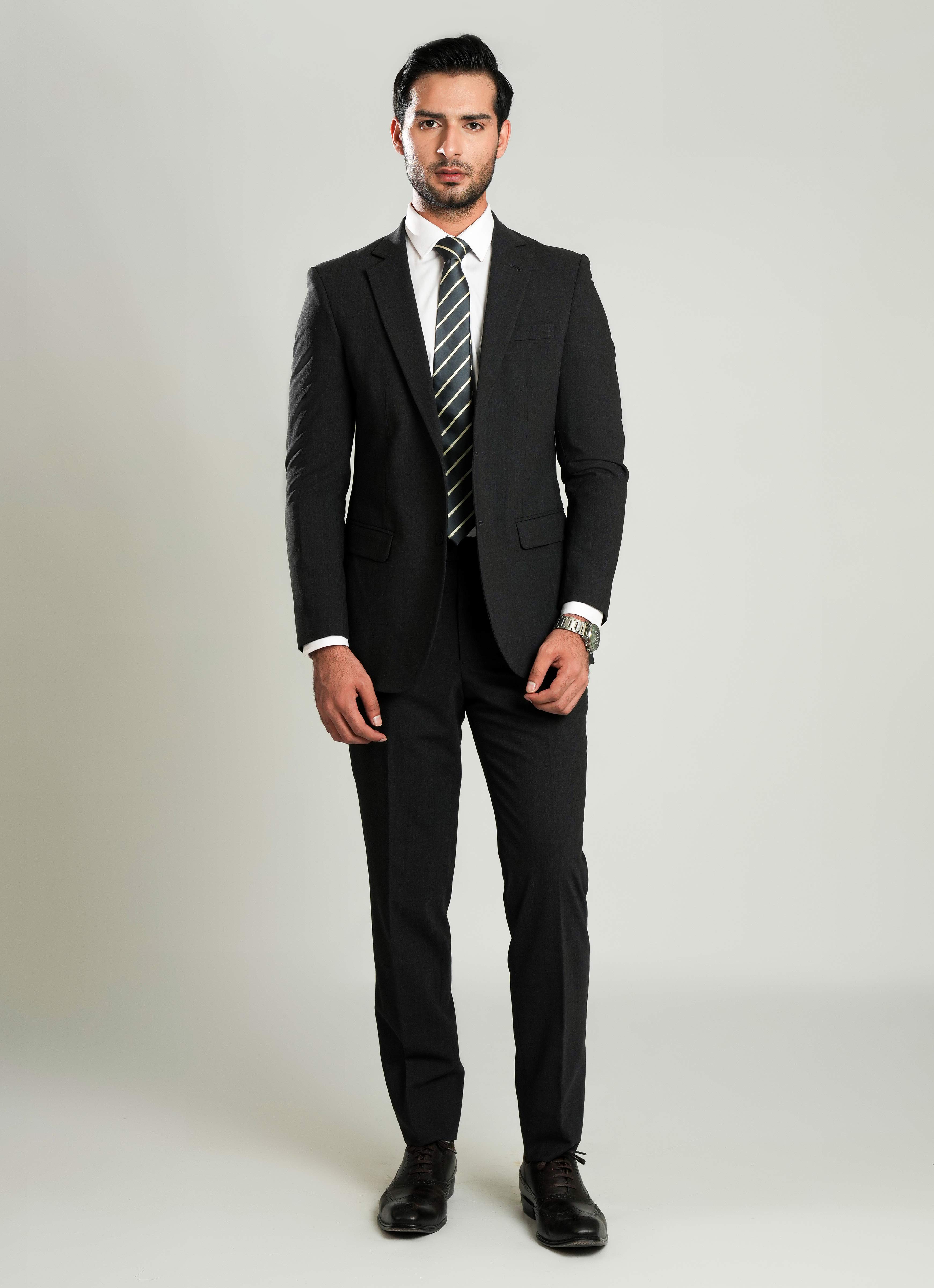 Formal 2 Piece Suit - Charcoal Grey Plain – Lawrencepur