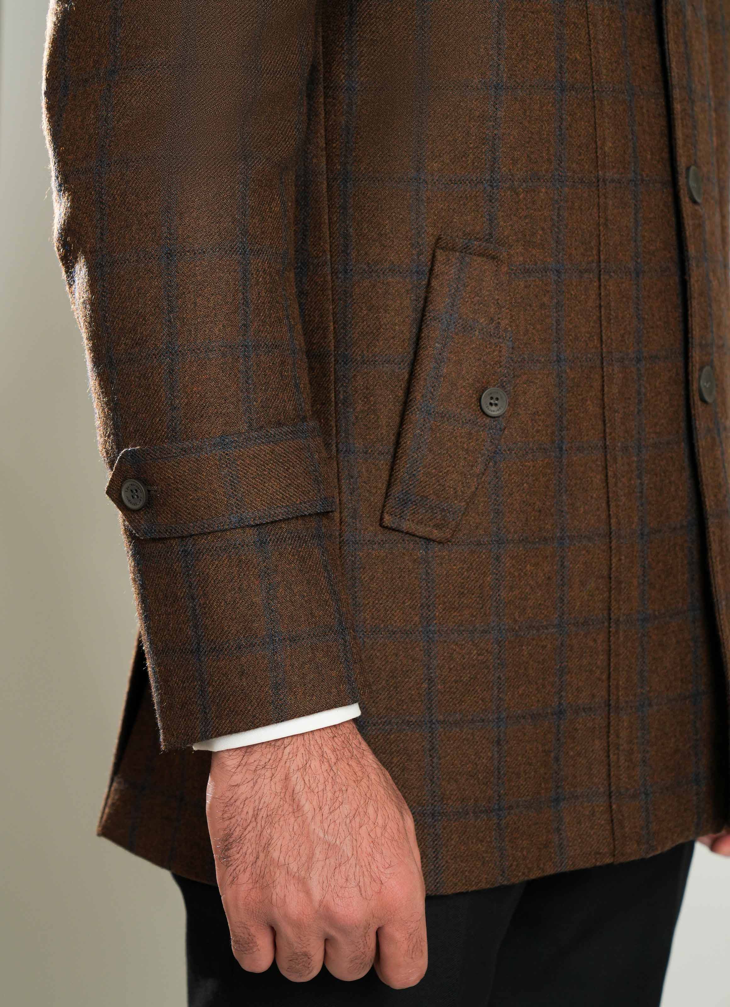 Lawrencepur Gingerbread Brown Windowpane Check Tweed Jacket