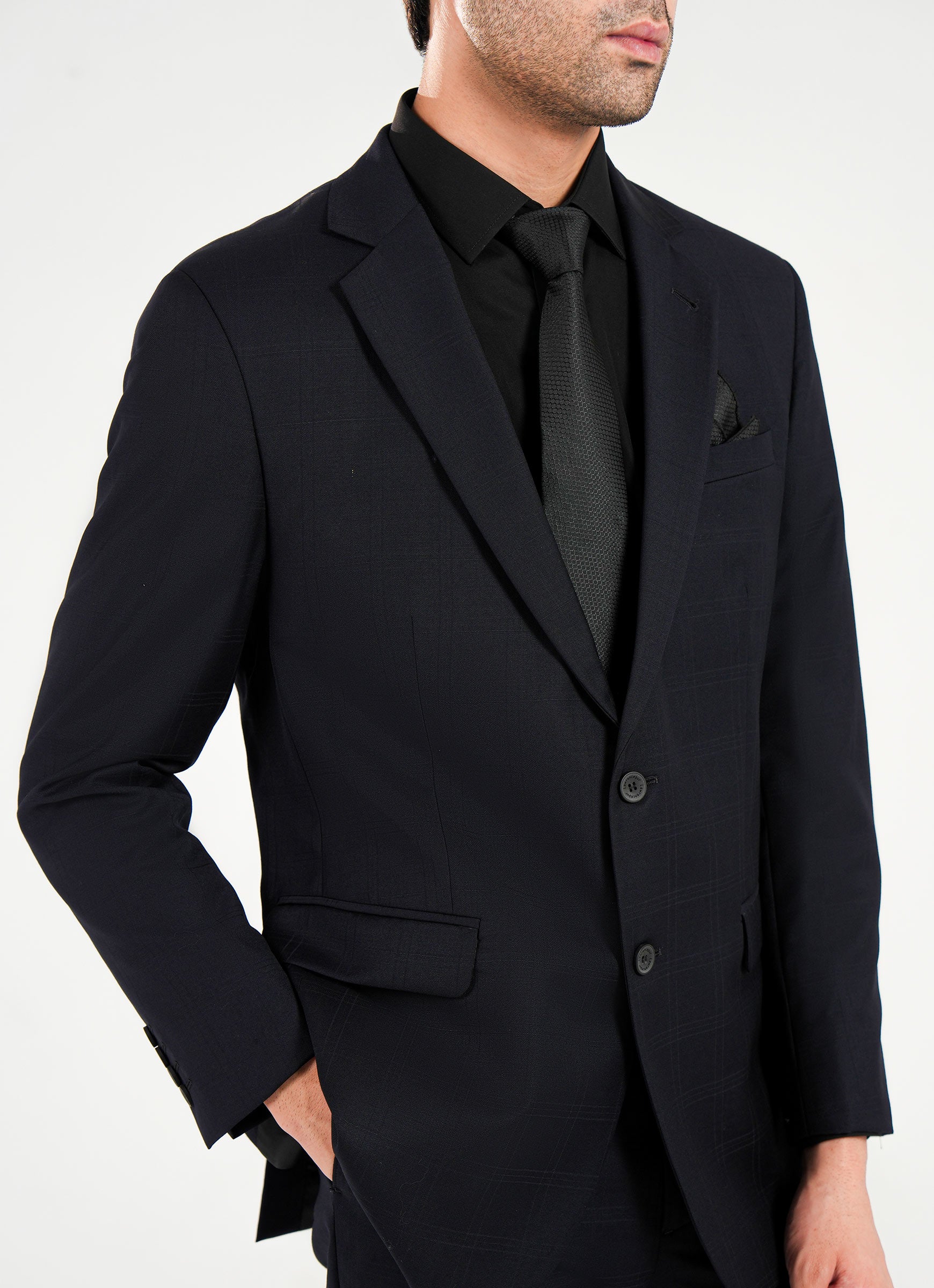 Navy Blue Checked Suit for Men - Super 100's – Lawrencepur
