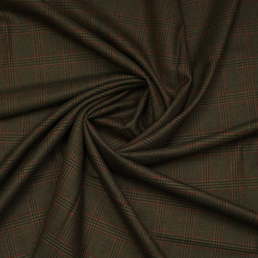 Kombu Green Glen Plaid Checks Worsted Tweed Jacketing Fabric – Lawrencepur