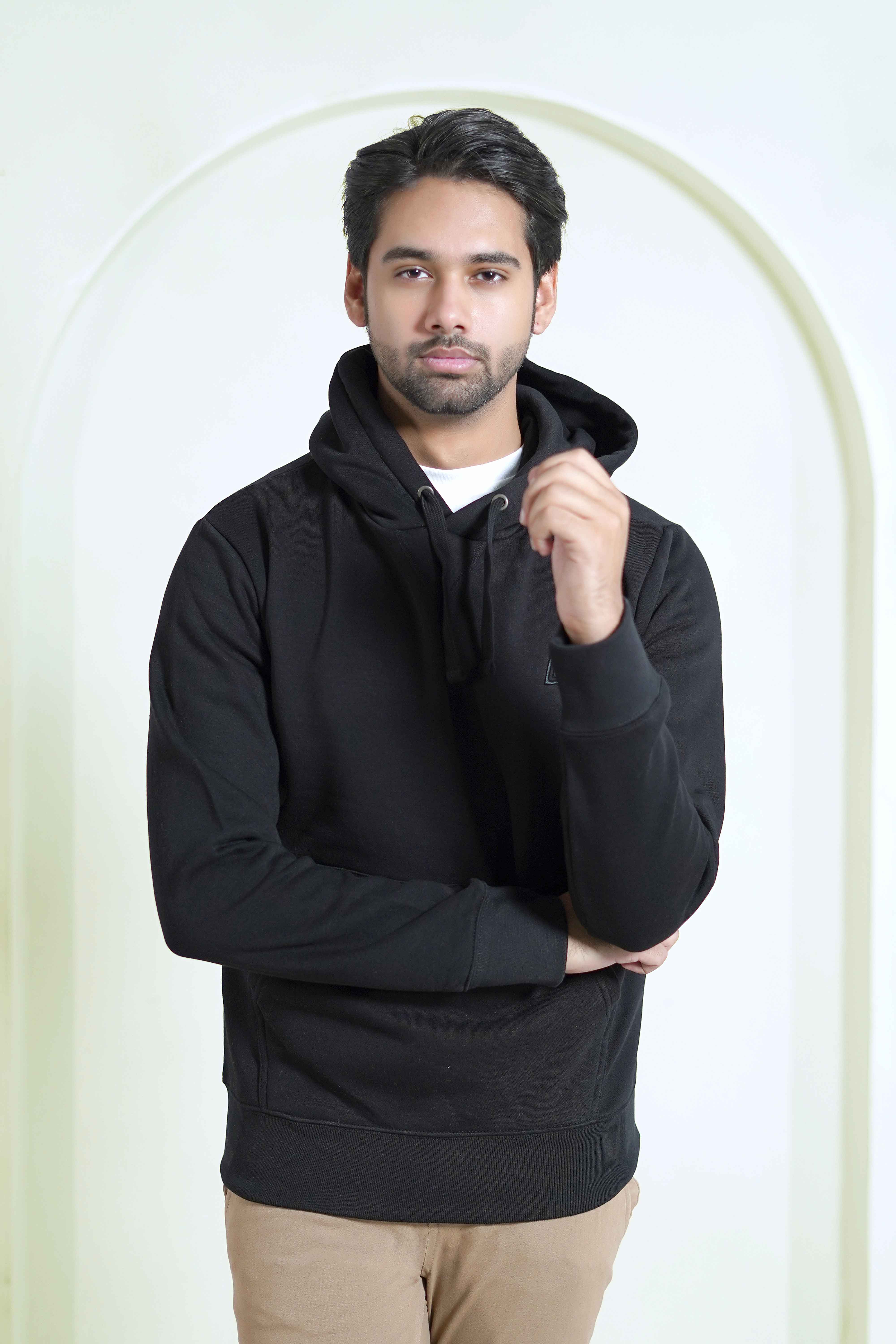 Pull Over Hoodie - Woolen Fleece Black Plain – Lawrencepur